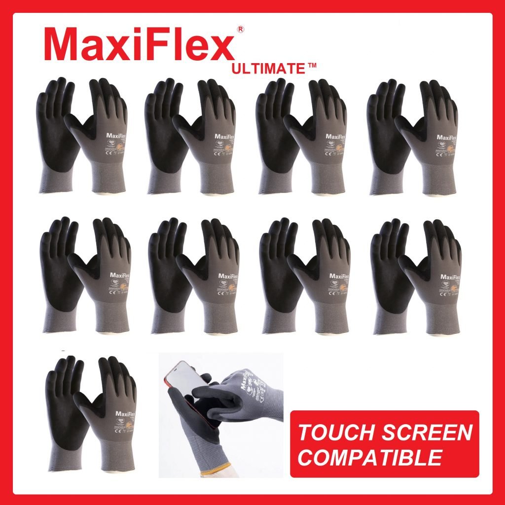 PIP 34-874T MaxiFlex Ultimate Micro Foam Nitrile Grip Coated WORK GLOVES